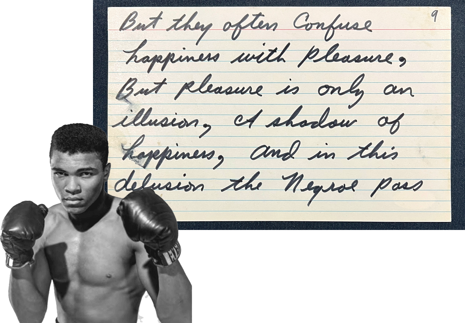 Muhammad Ali Handwritten Note, Speech. "Pleasure in an Illusion, a Sha ...