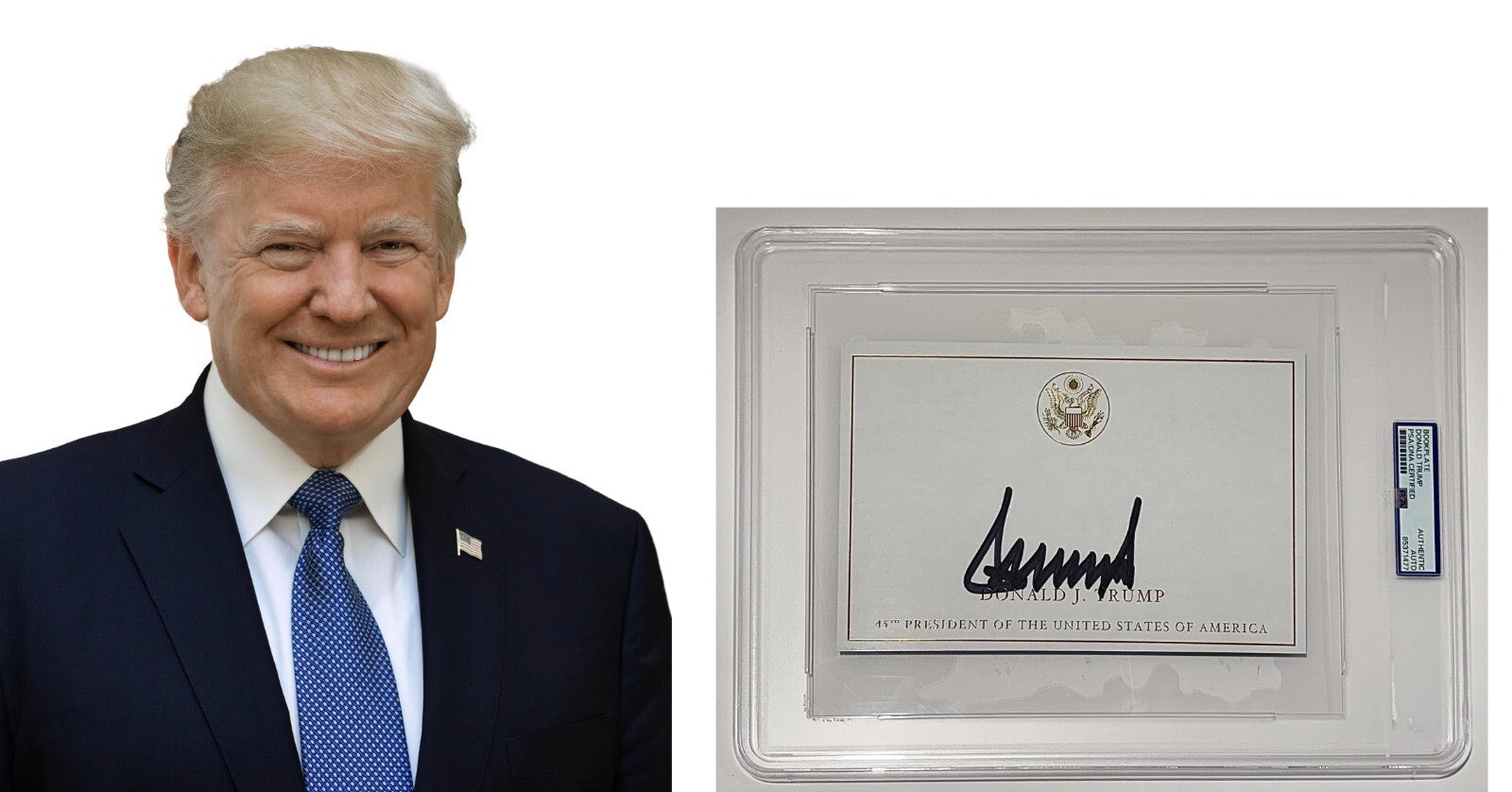President Donald Trump Signed Autograph Page, Gold Executive Seal. PSA ...