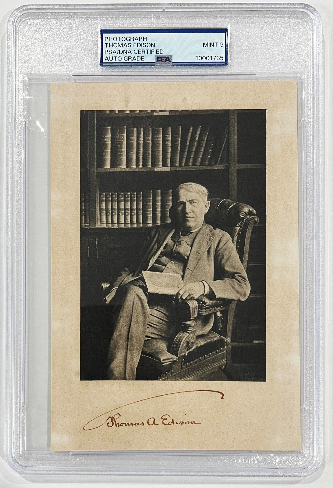 Rare Thomas Edison Signed Photo. Autograph PSA Mint 9 – BC Vintage