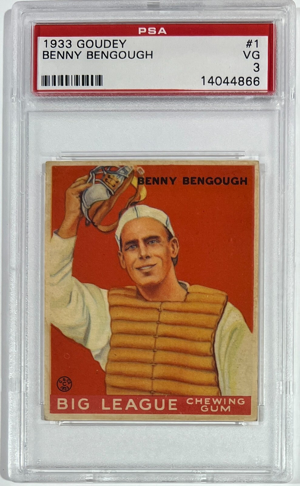 1933 Goudey Benny Bengough #1. PSA 3 VG. Premium Example, Undergraded ...