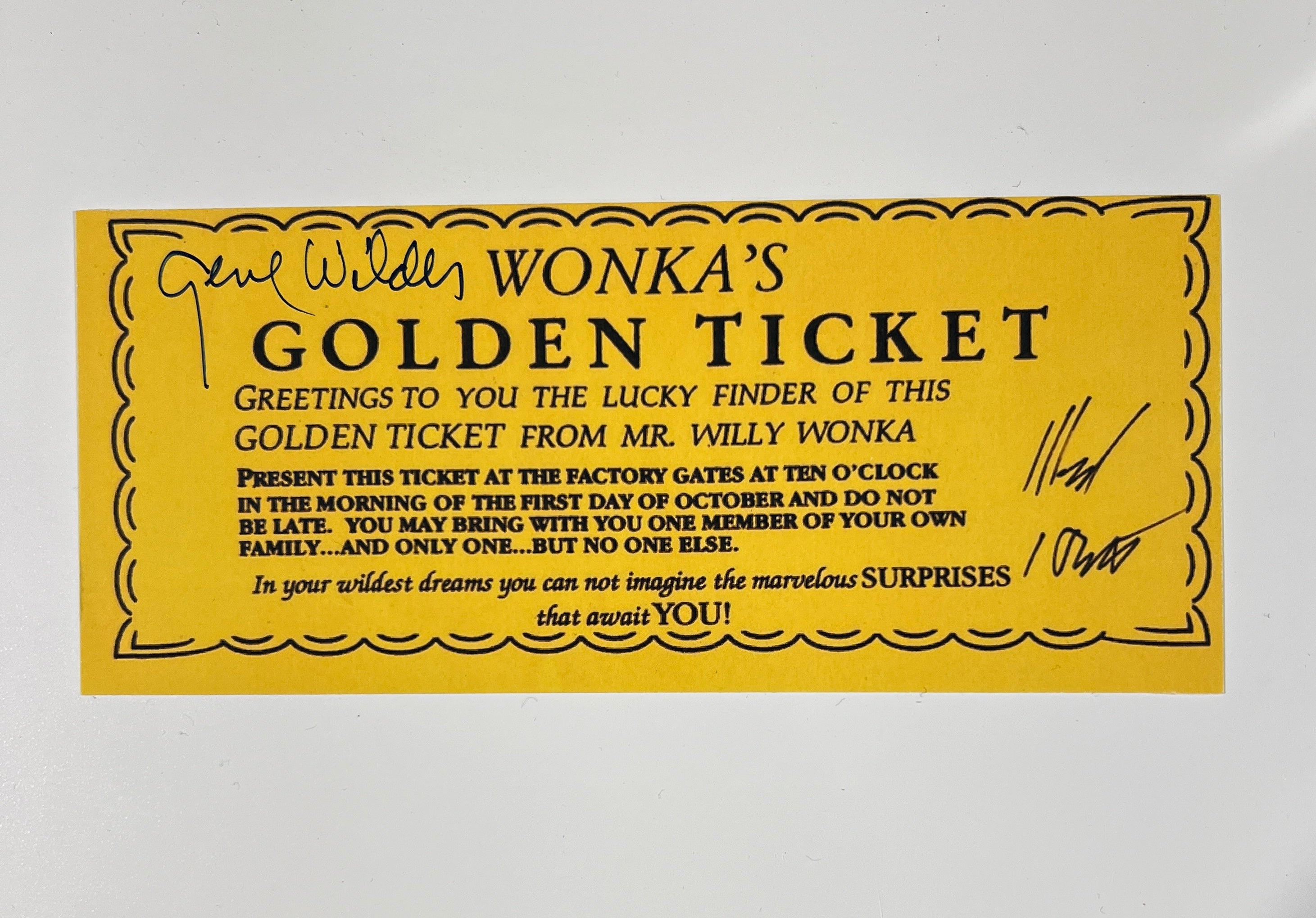 Gene Wilder Signed Willy Wonka Golden Ticket – BC Vintage